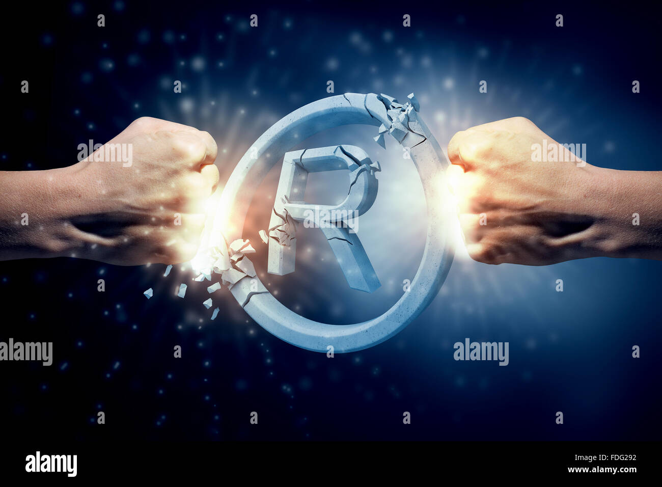 Close up of human hand hitting rights sign with fist Stock Photo - Alamy
