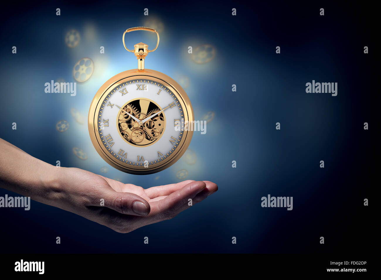 Close up image of human hand holding pocket watch Stock Photo - Alamy