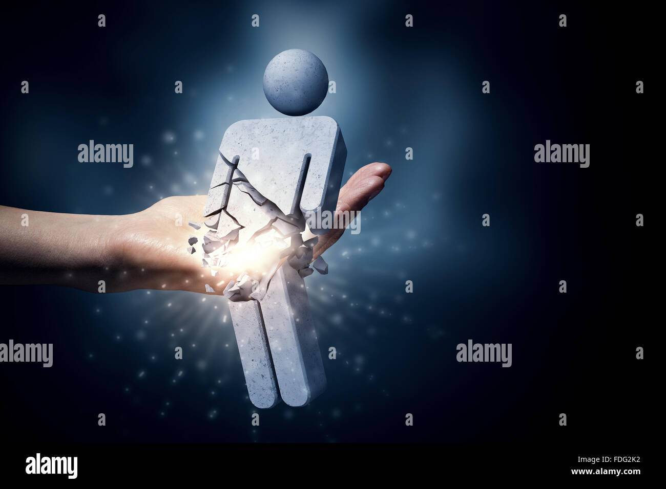 Close up of hand hitting stone male sign with fist Stock Photo - Alamy