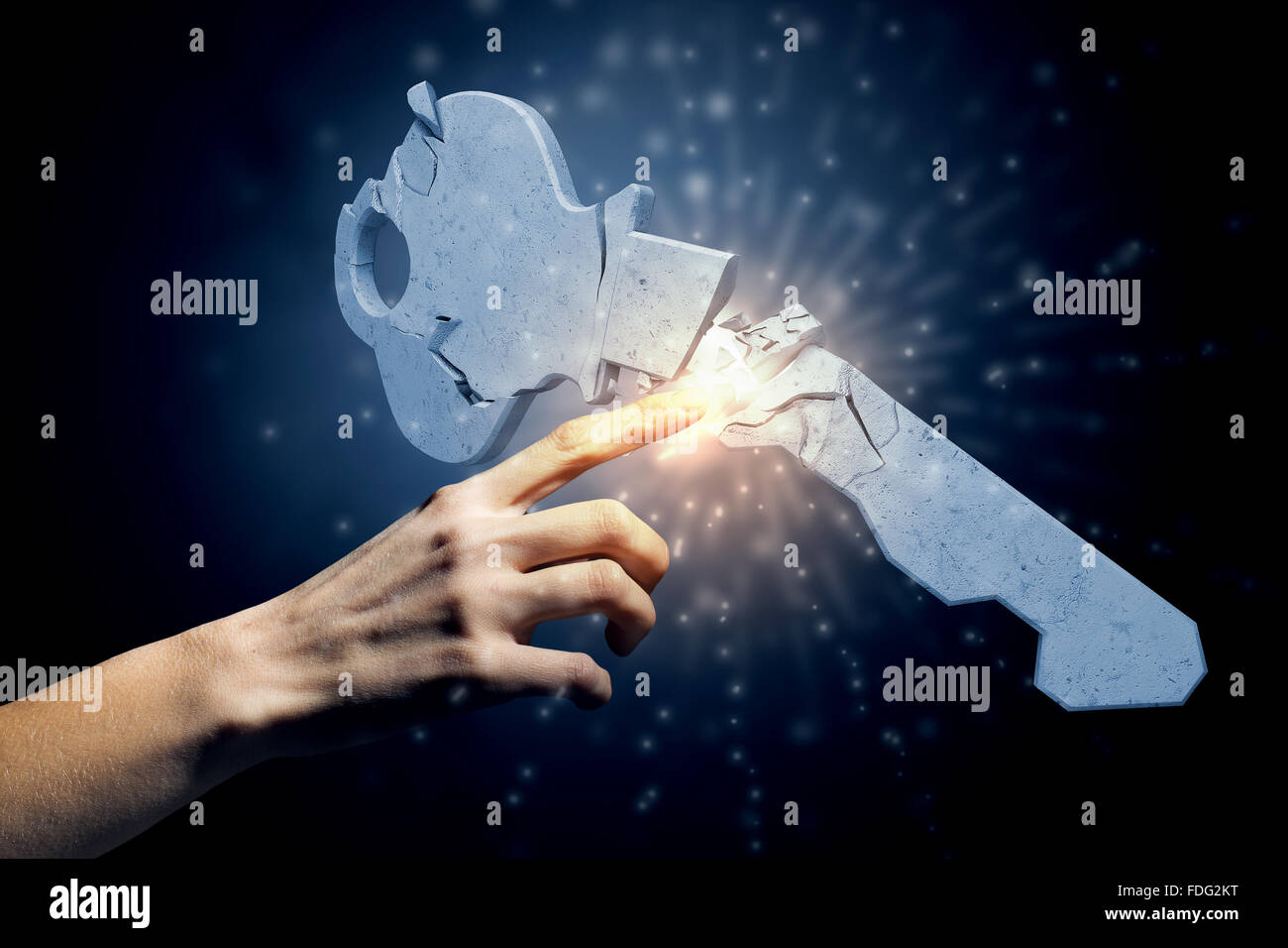Hand of man crashing key with punch Stock Photo - Alamy