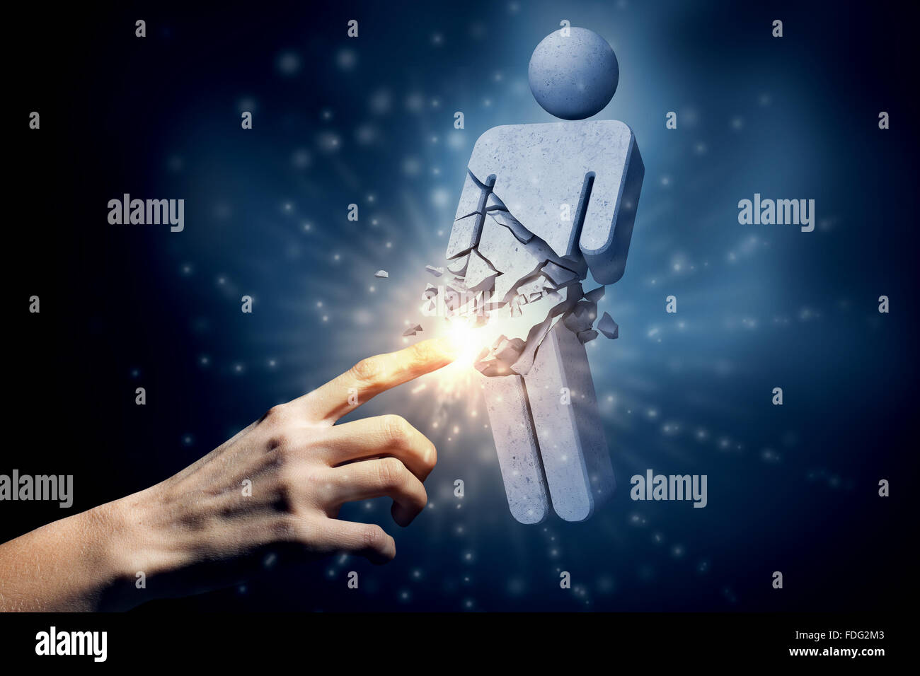 Close up of hand hitting stone male sign with fist Stock Photo - Alamy