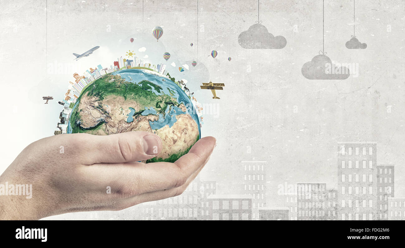 Close up of human hands holding Earth planet. Elements of this image ...