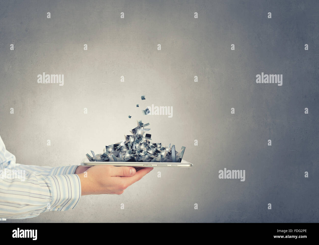 Pile of laptops in human hands as technology concept Stock Photo - Alamy