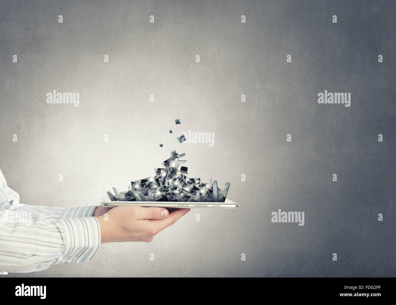 Pile of laptops in human hands as technology concept Stock Photo - Alamy