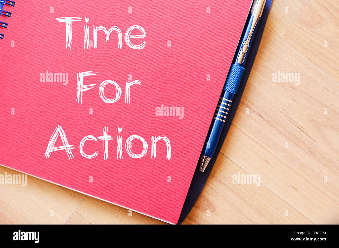 Time for action text concept write on notebook with pen Stock Photo - Alamy