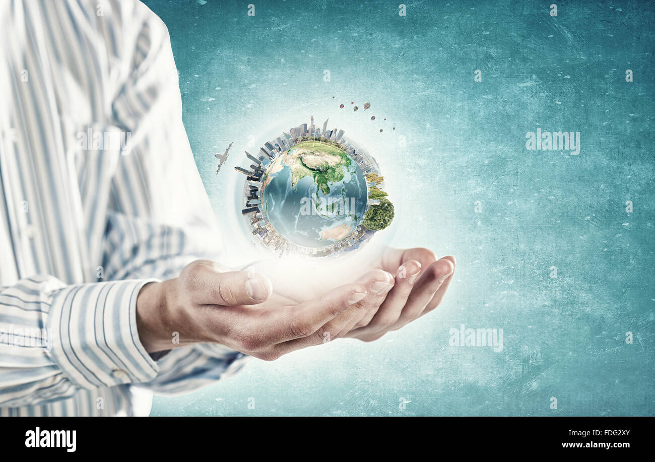 Close up of human hands holding Earth planet. Elements of this image ...