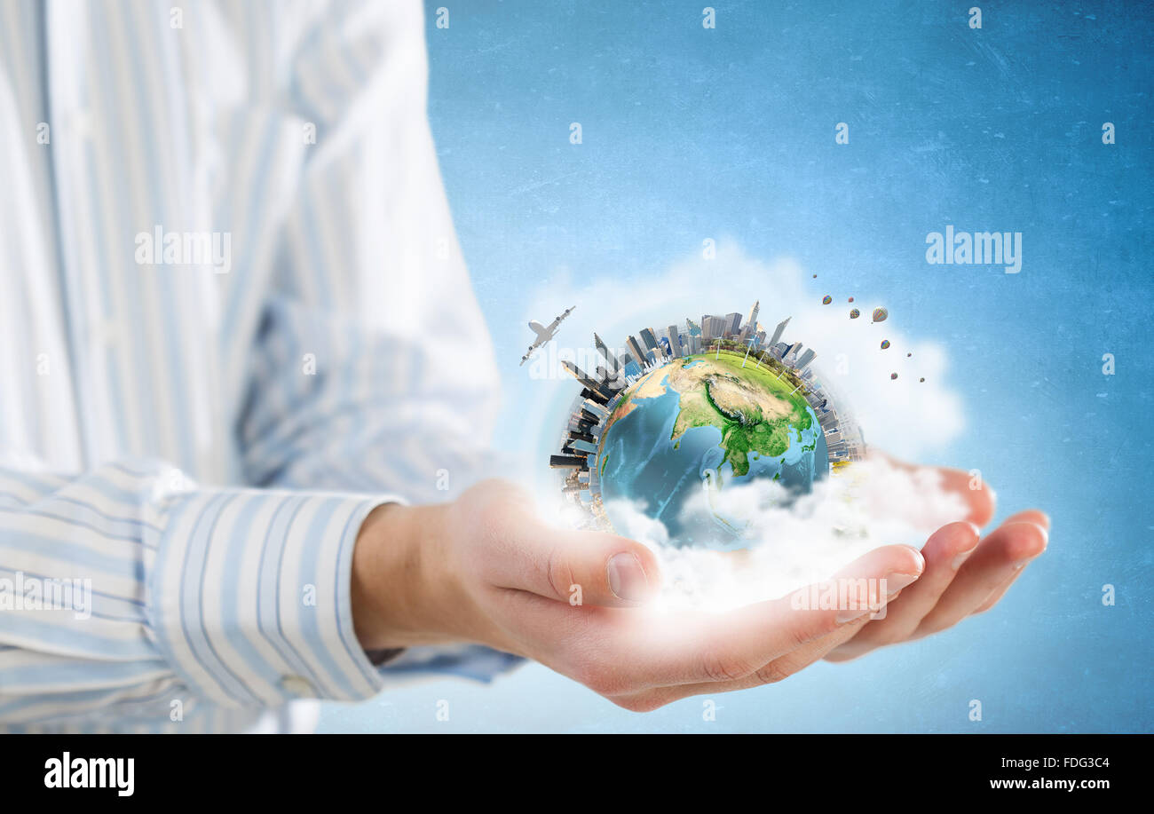 Close up of human hands holding Earth planet. Elements of this image ...