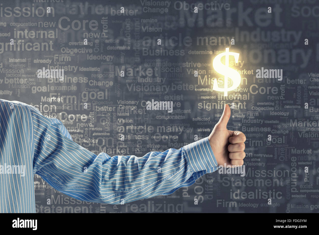 Male hand giving thumb up sign for dollar Stock Photo - Alamy