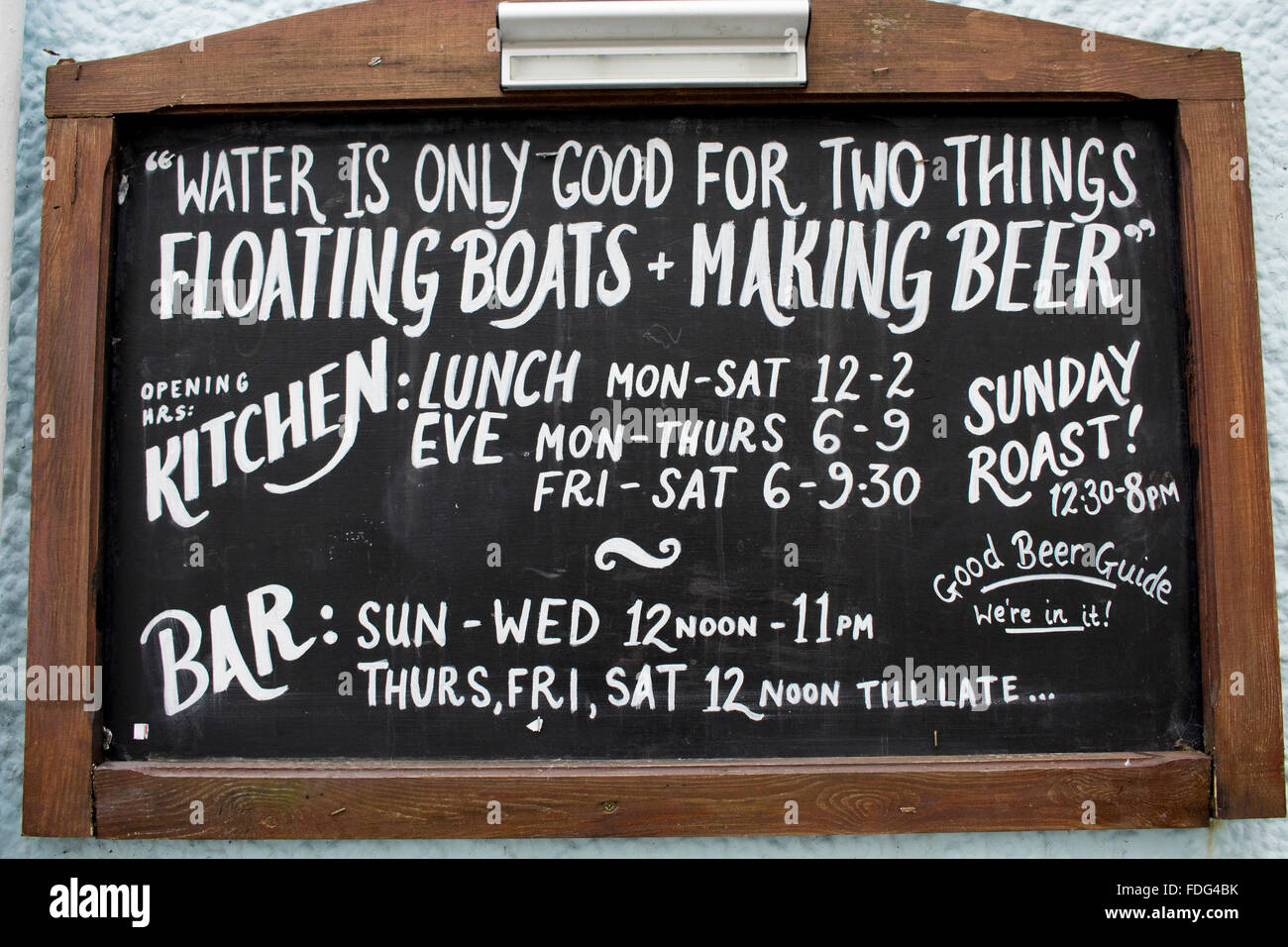 Beer signage outside pub in Falmouth, Cornwall Stock Photo - Alamy