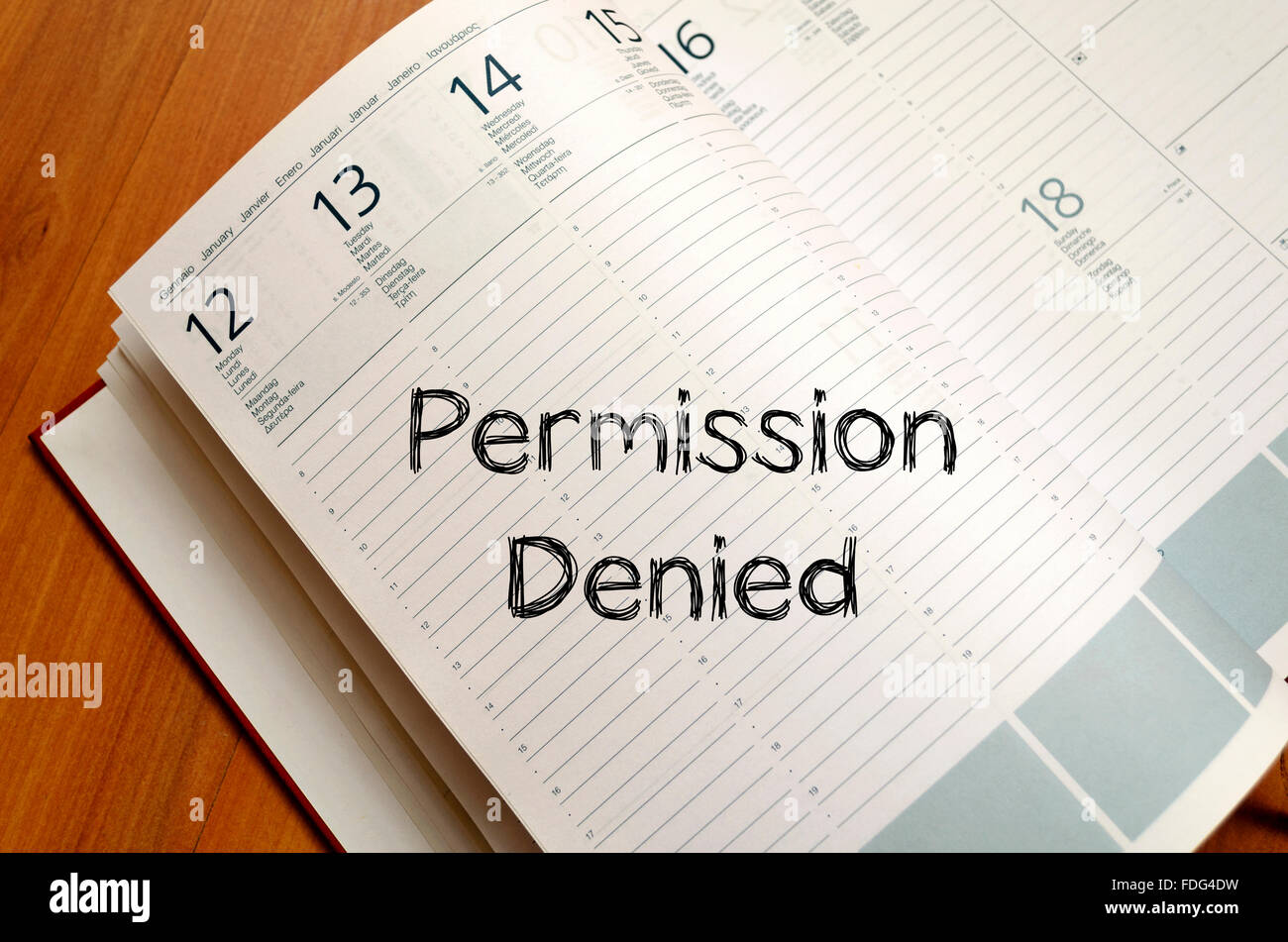 Permission denied text concept write on notebook with pen Stock Photo ...