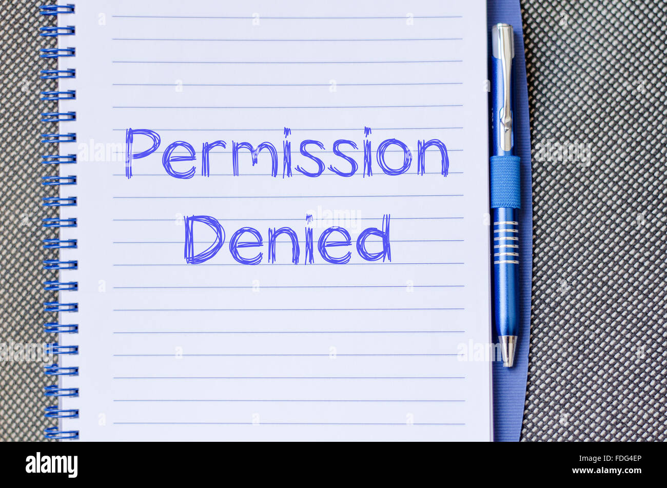 Permission denied text concept write on notebook with pen Stock Photo ...