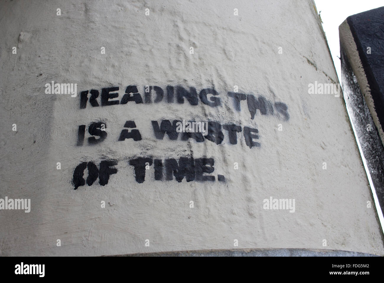 Graffiti on an upright of Prince of Wales pier, Falmouth Stock Photo ...