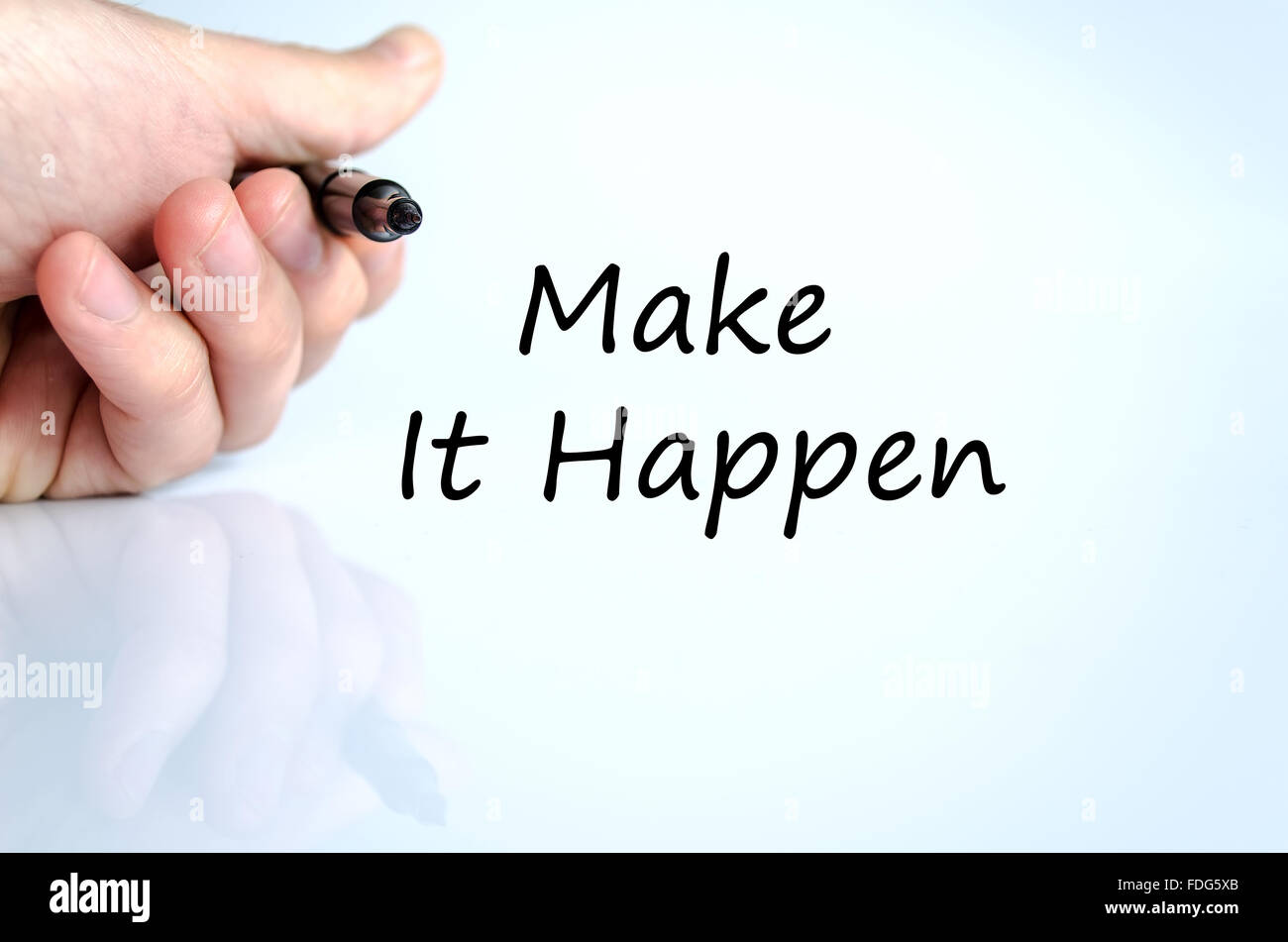 Make it happen text concept isolated over white background Stock Photo ...