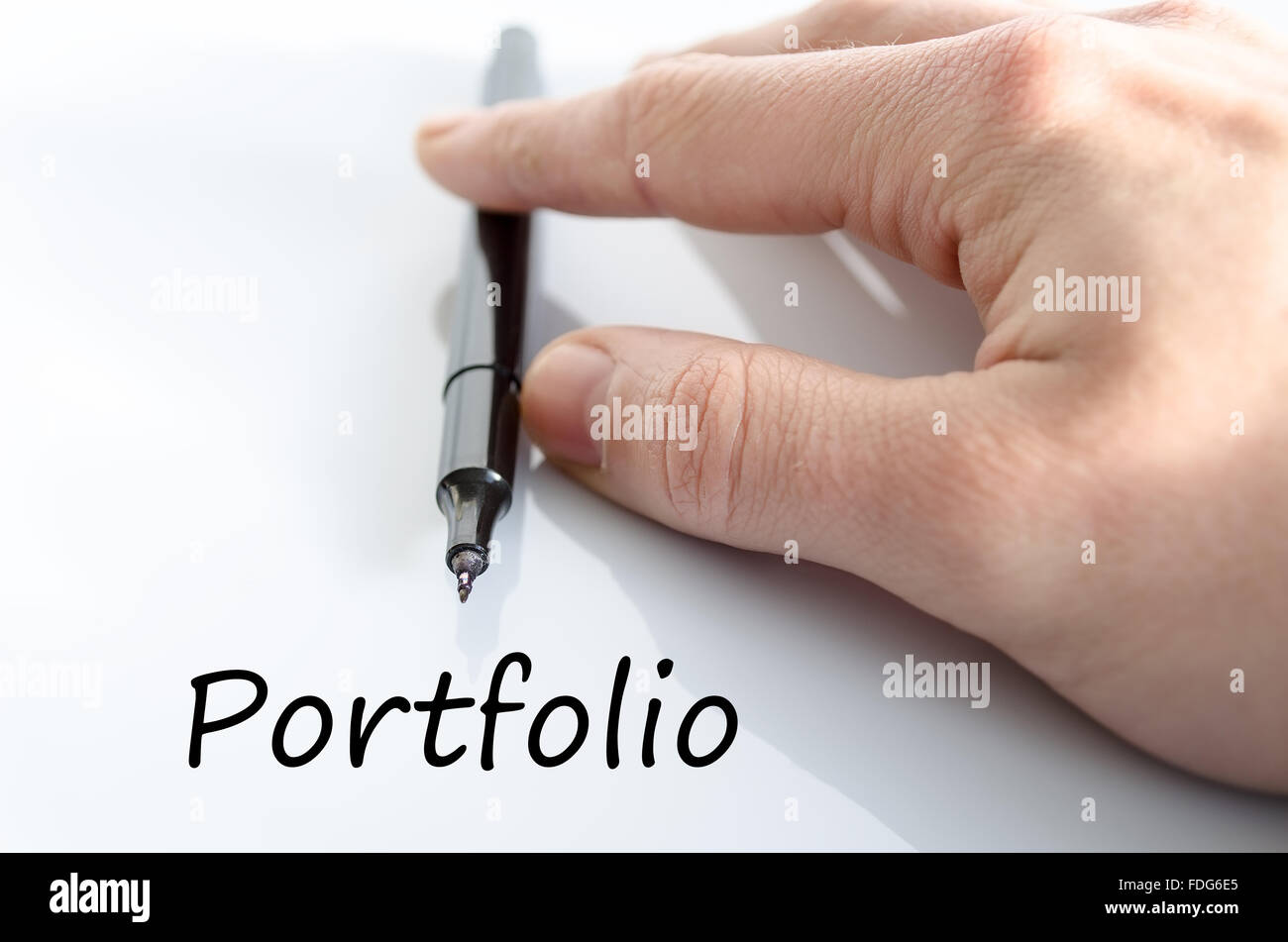 Portfolio text concept isolated over white background Stock Photo - Alamy