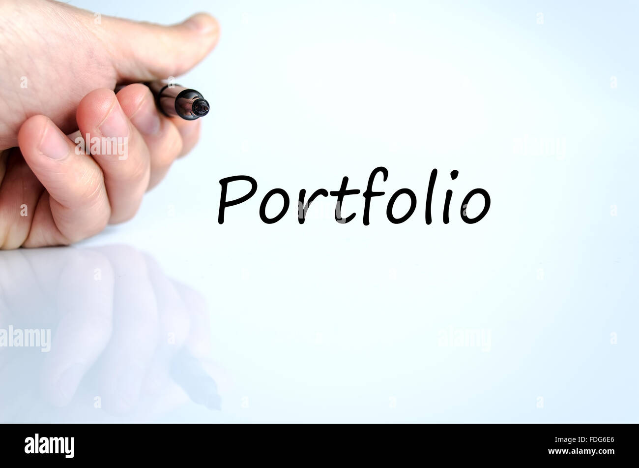 Portfolio text concept isolated over white background Stock Photo - Alamy