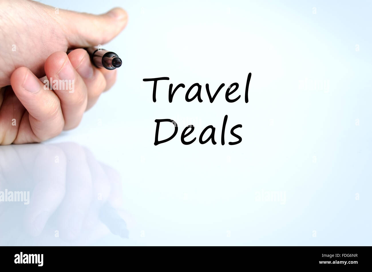 Travel deals text concept isolated over white background Stock Photo ...