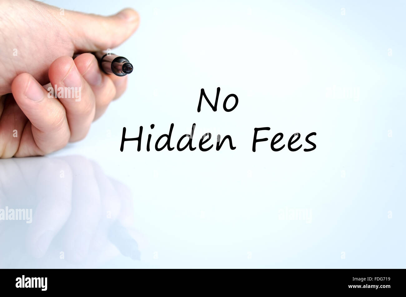 No hidden fees text concept isolated over white background Stock Photo ...
