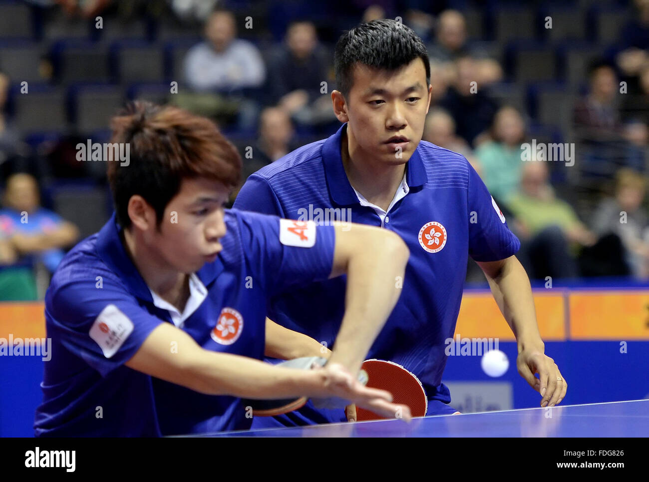 Berlin, Germany. 31st Jan, 2016. Ho Kwan Kit (L) and Tang Peng of Hong ...