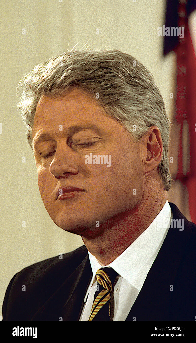 Washington, DC., USA, 11th January, 1996 President William Clinton ...