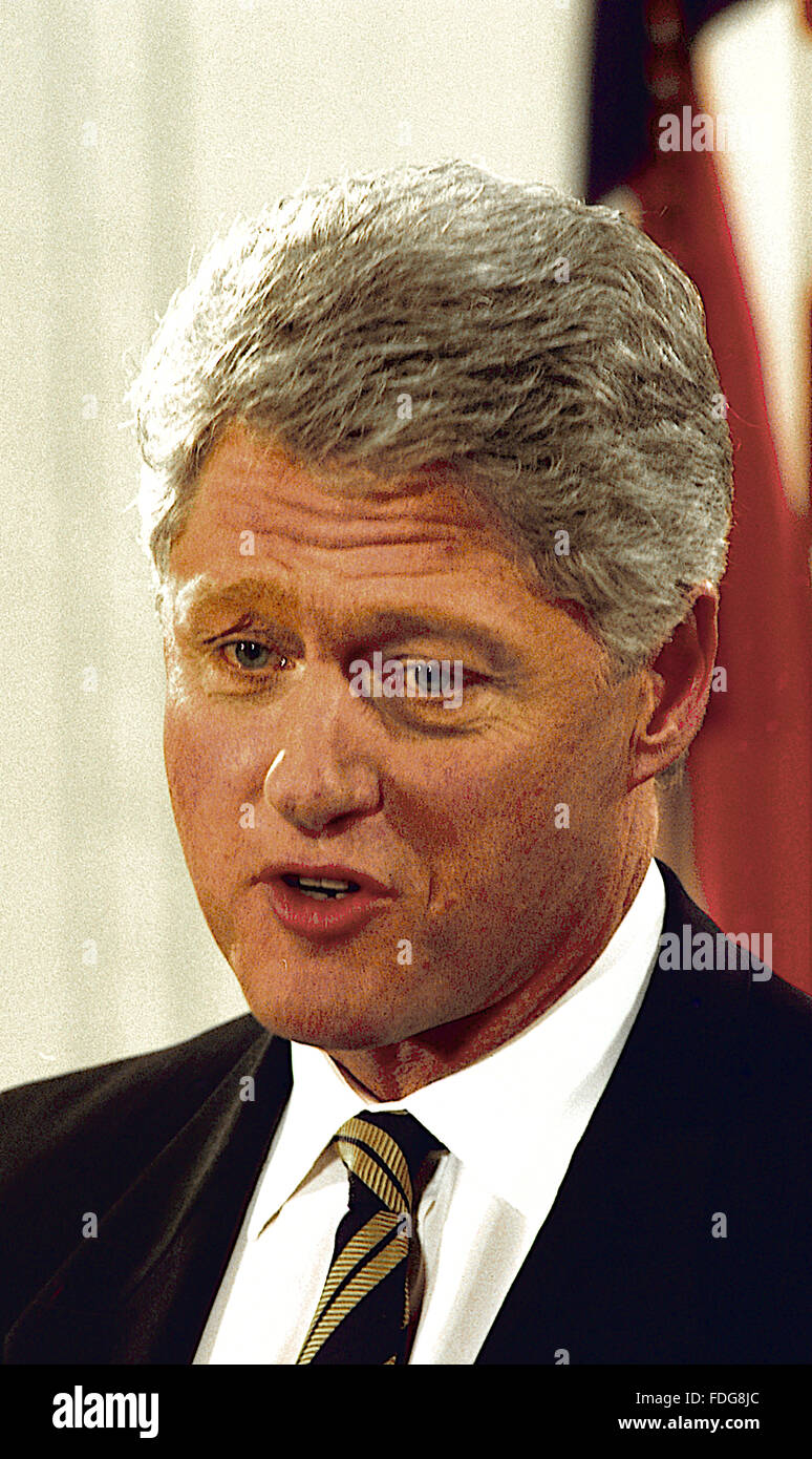 Washington, DC., USA, 11th January, 1996 President William Clinton ...