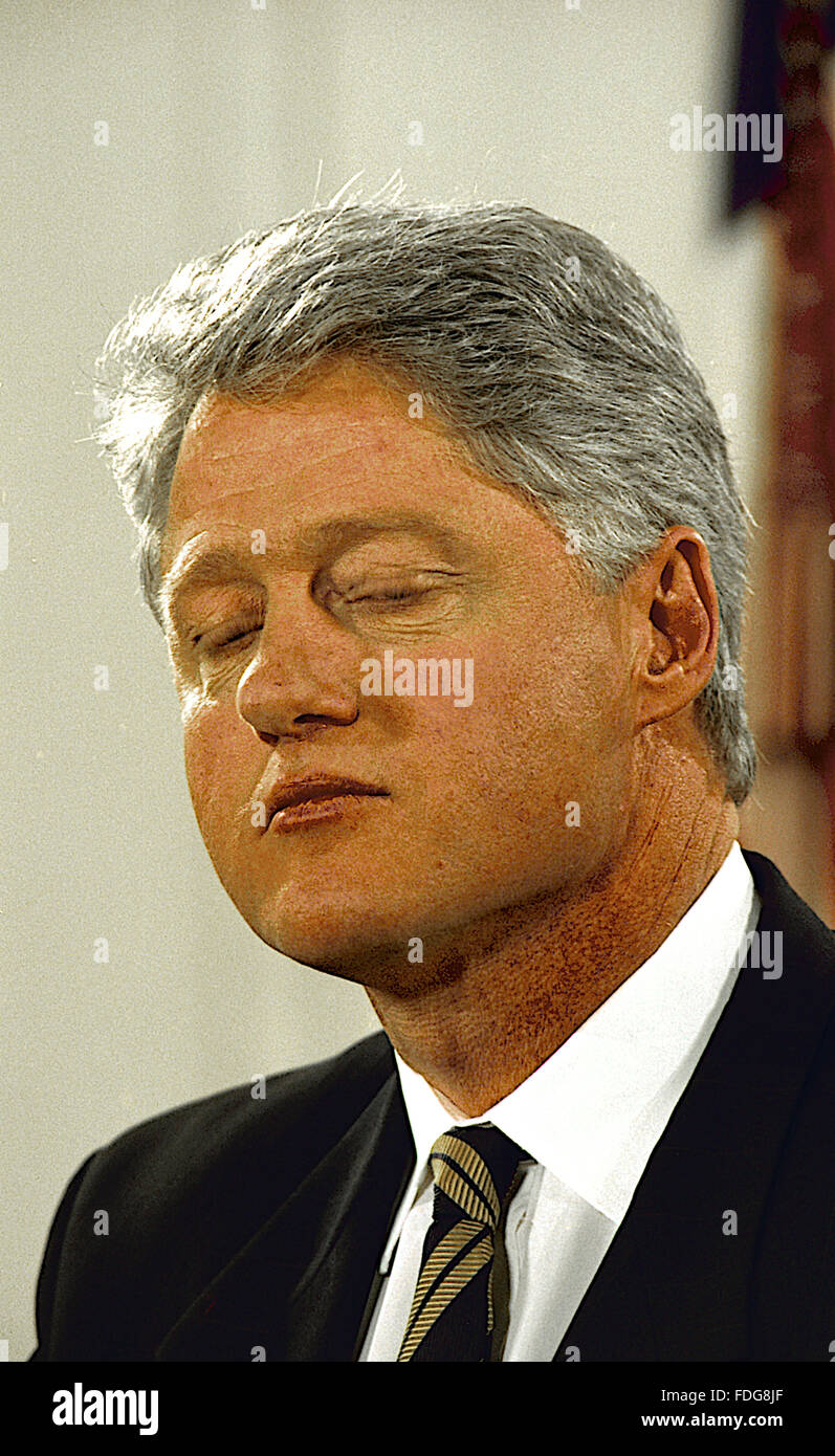 Washington, DC., USA, 11th January, 1996 President William Clinton ...