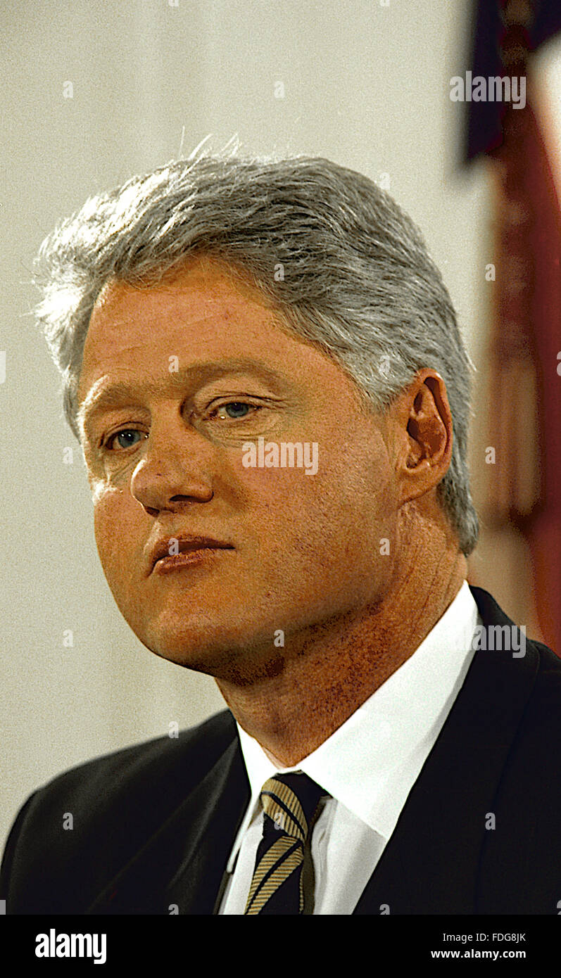 Washington, DC., USA, 11th January, 1996 President William Clinton ...