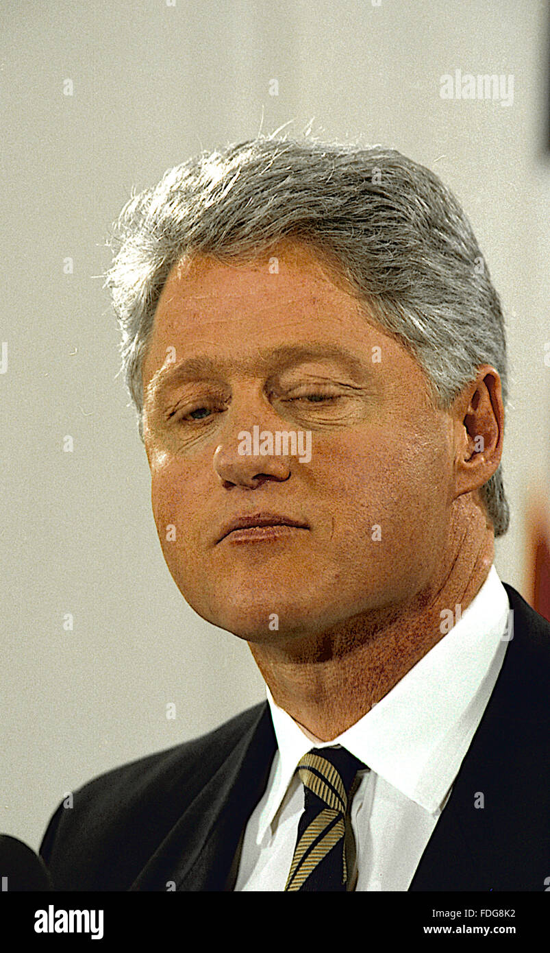 Washington, DC., USA, 11th January, 1996 President William Clinton ...