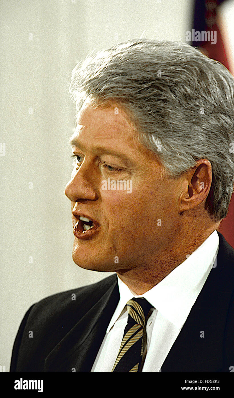 Washington, DC., USA, 11th January, 1996 President William Clinton ...