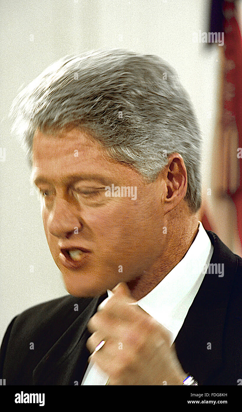 Washington, DC., USA, 11th January, 1996 President William Clinton ...