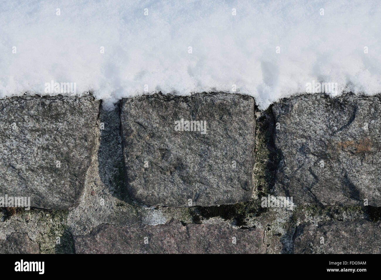 Old stone wall snow winter hi-res stock photography and images - Alamy