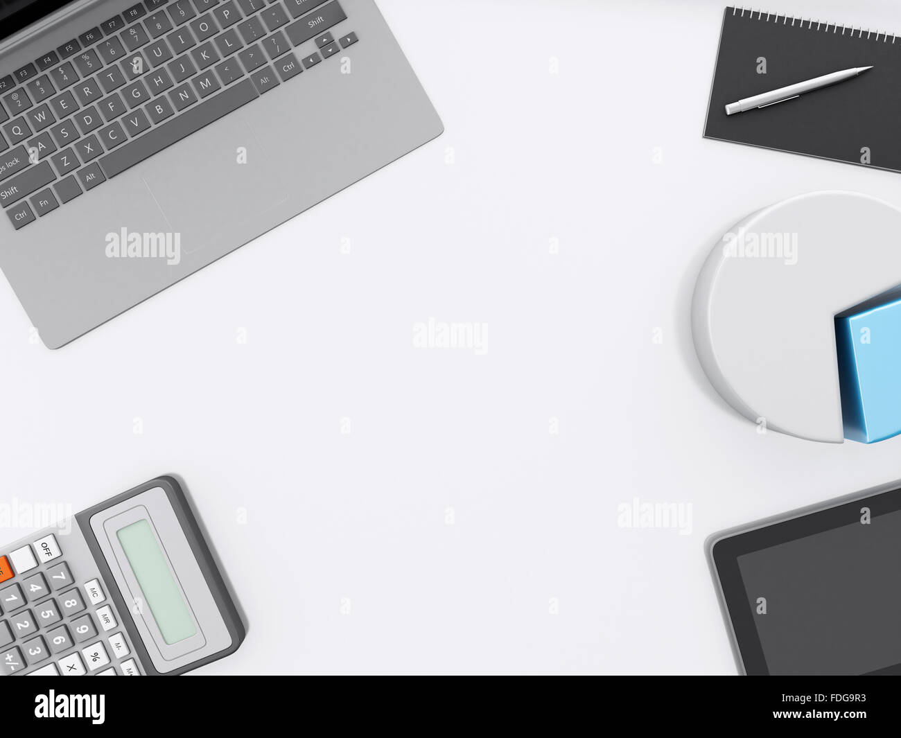 image of 3d renderer illustration. view of office working place ...