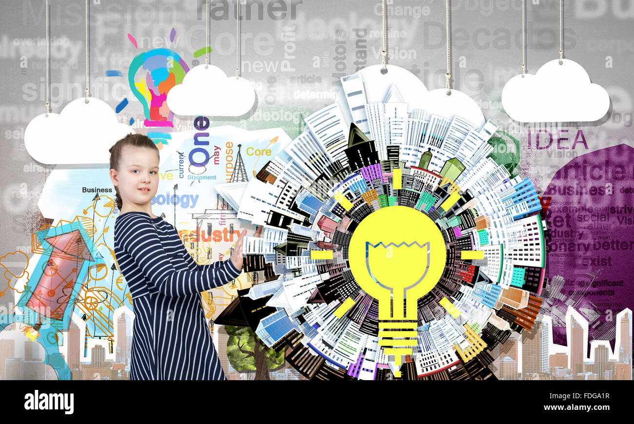 Cute kid girl of school age and creativity concept Stock Photo - Alamy