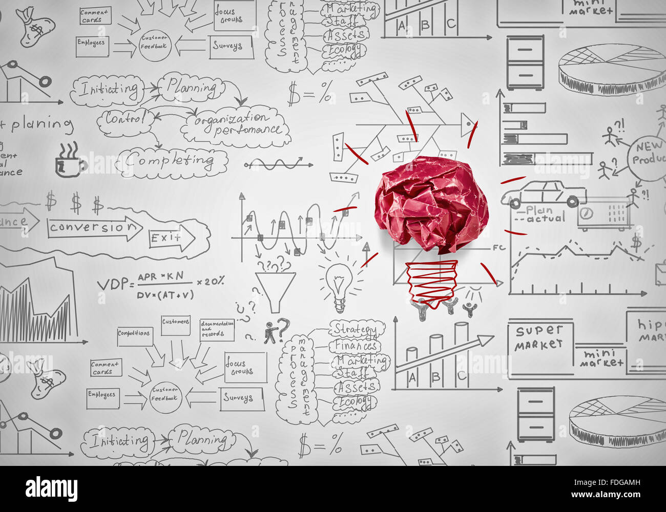 Inspiration concept with crumpled paper as sign for creativity work ...