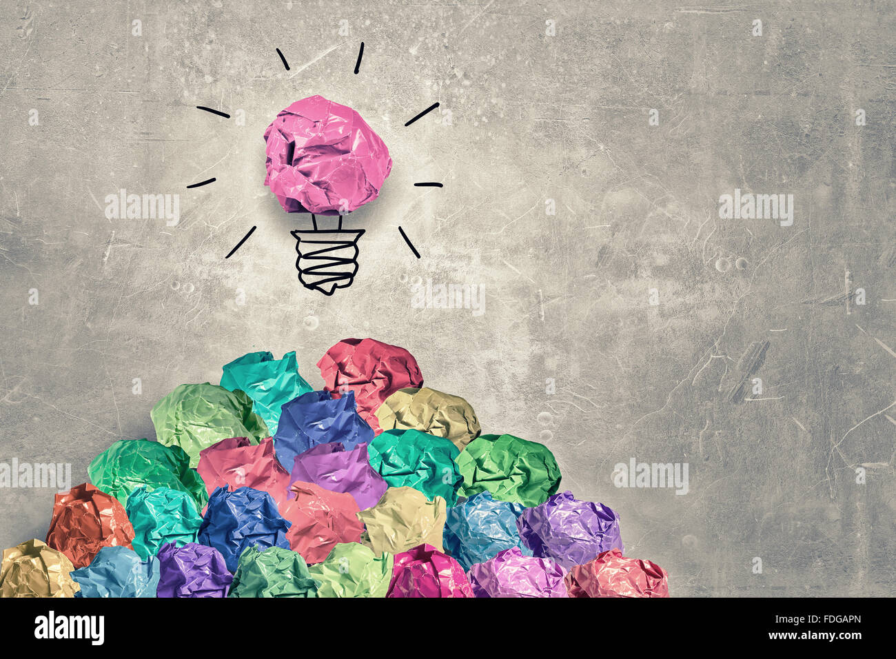 Inspiration concept with crumpled paper as sign for creativity work ...
