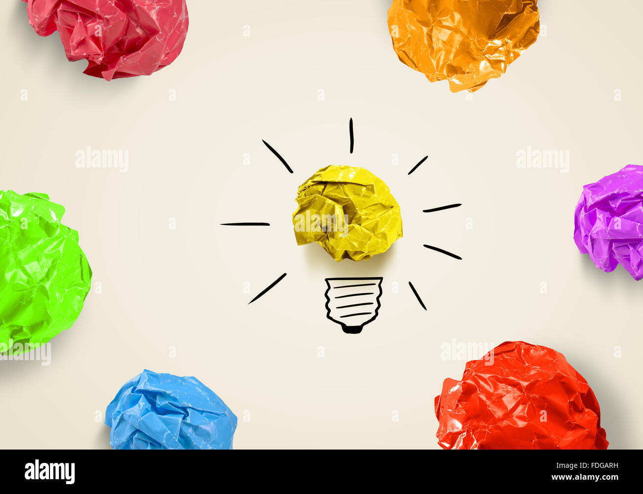 Inspiration concept with crumpled paper as sign for creativity work ...