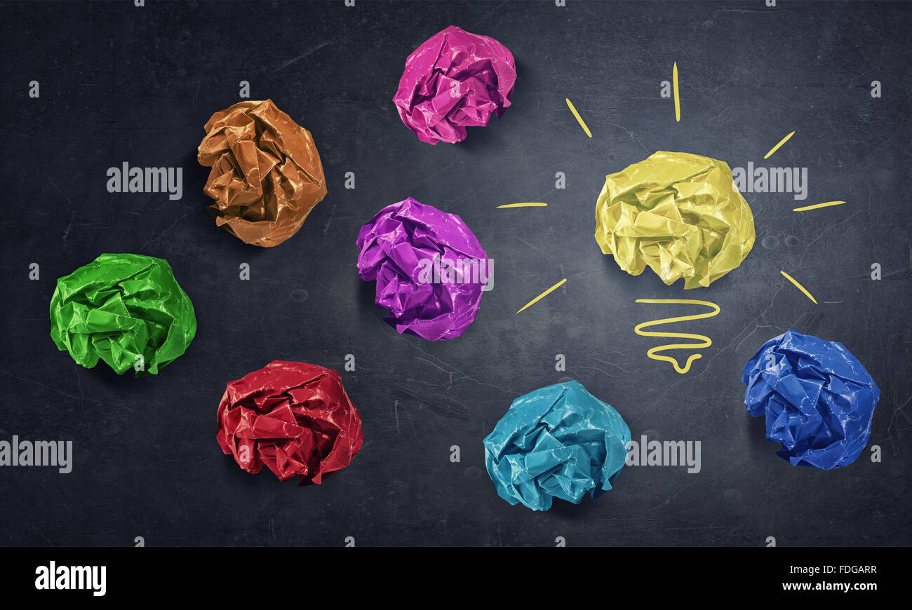 Inspiration concept with crumpled paper as sign for creativity work ...