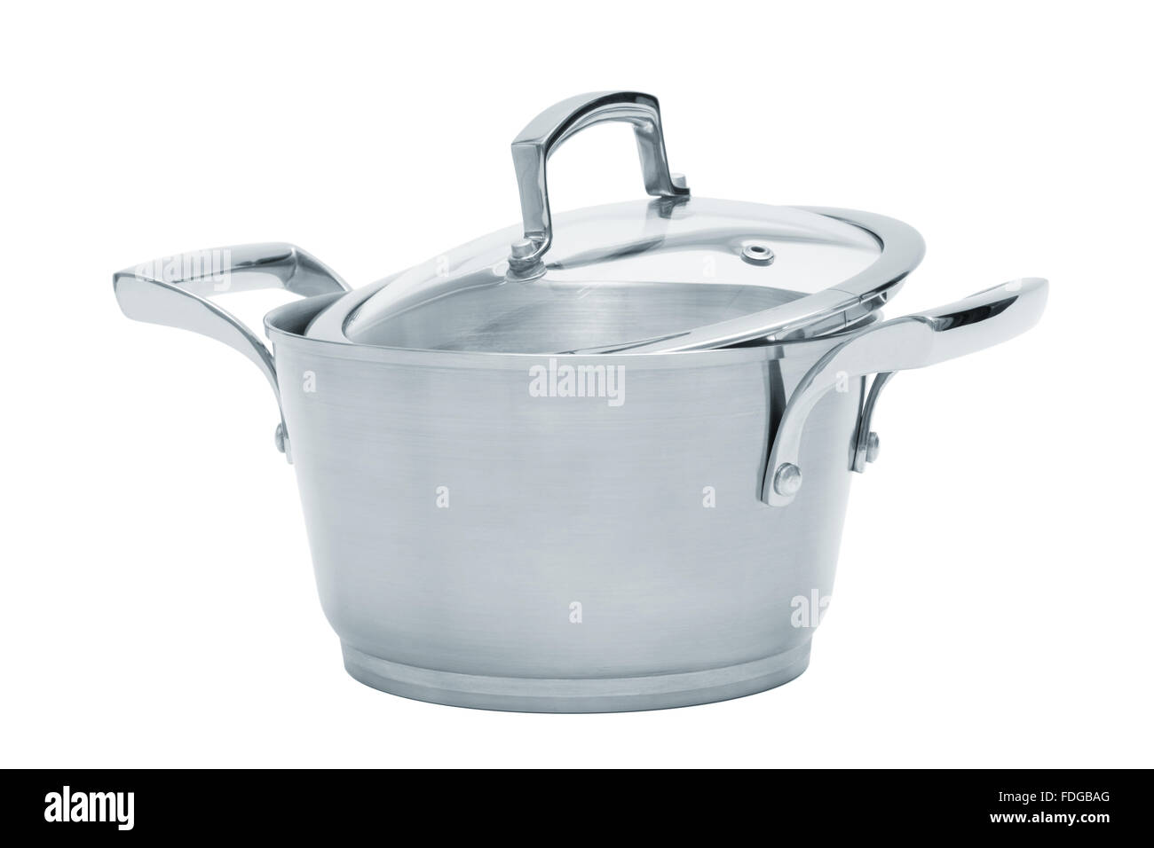 Modern steel saucepan on a white background Stock Photo - Alamy