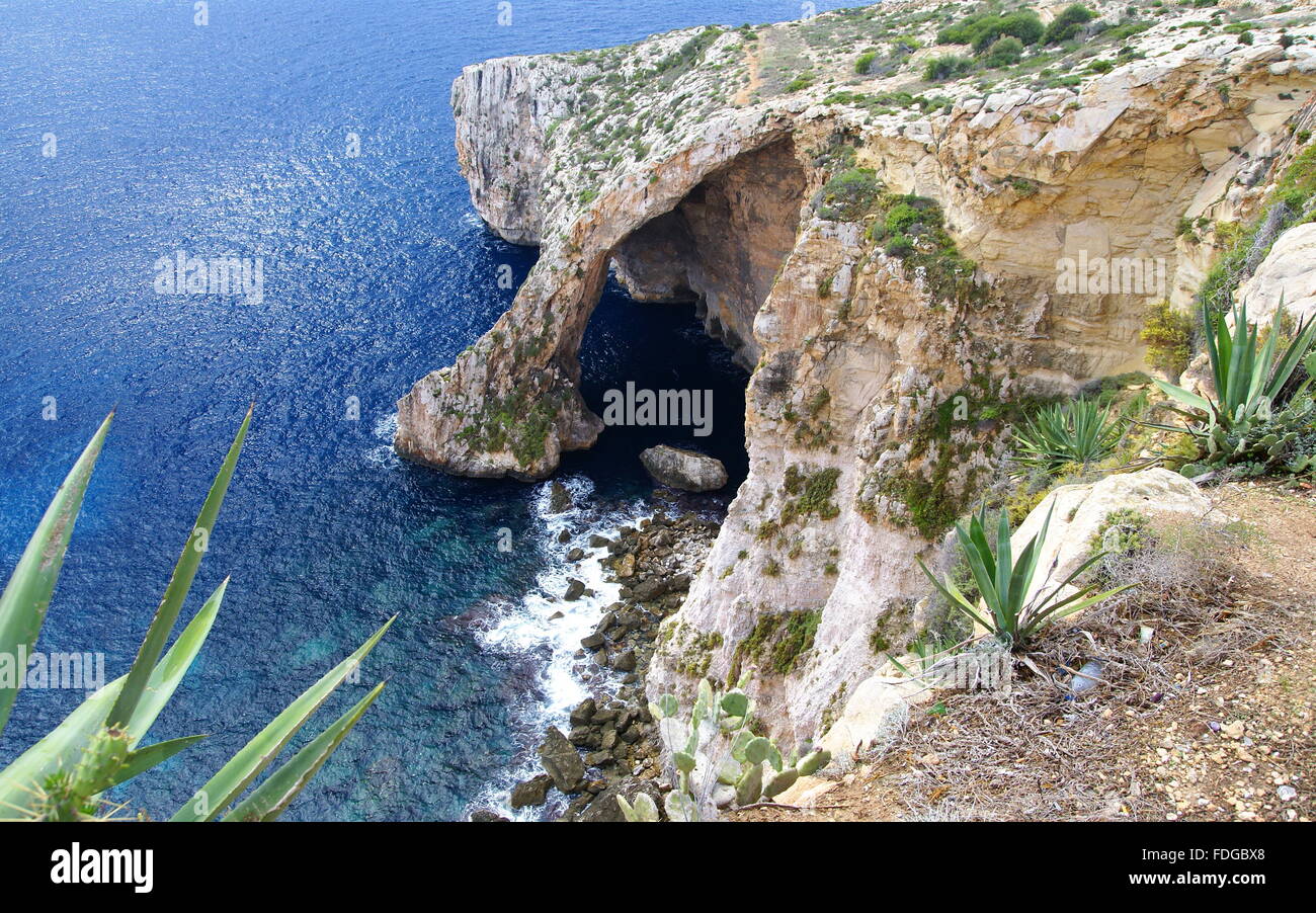 Blue grotto, natural limestone in Island of Malta, exotic all seasons ...