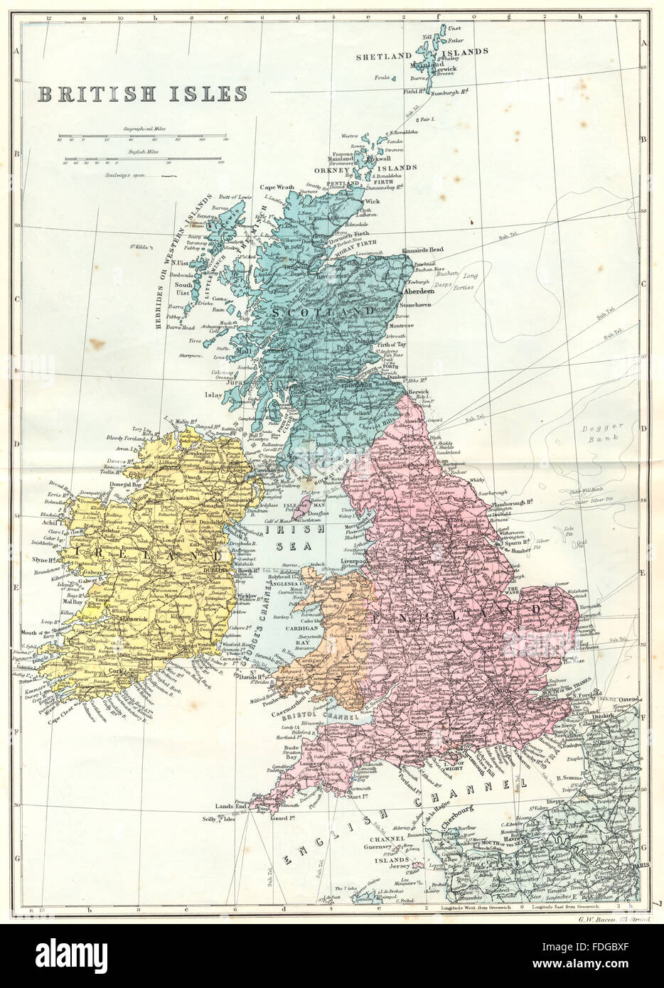UK: British Isles. Bacon, 1895 antique map Stock Photo - Alamy