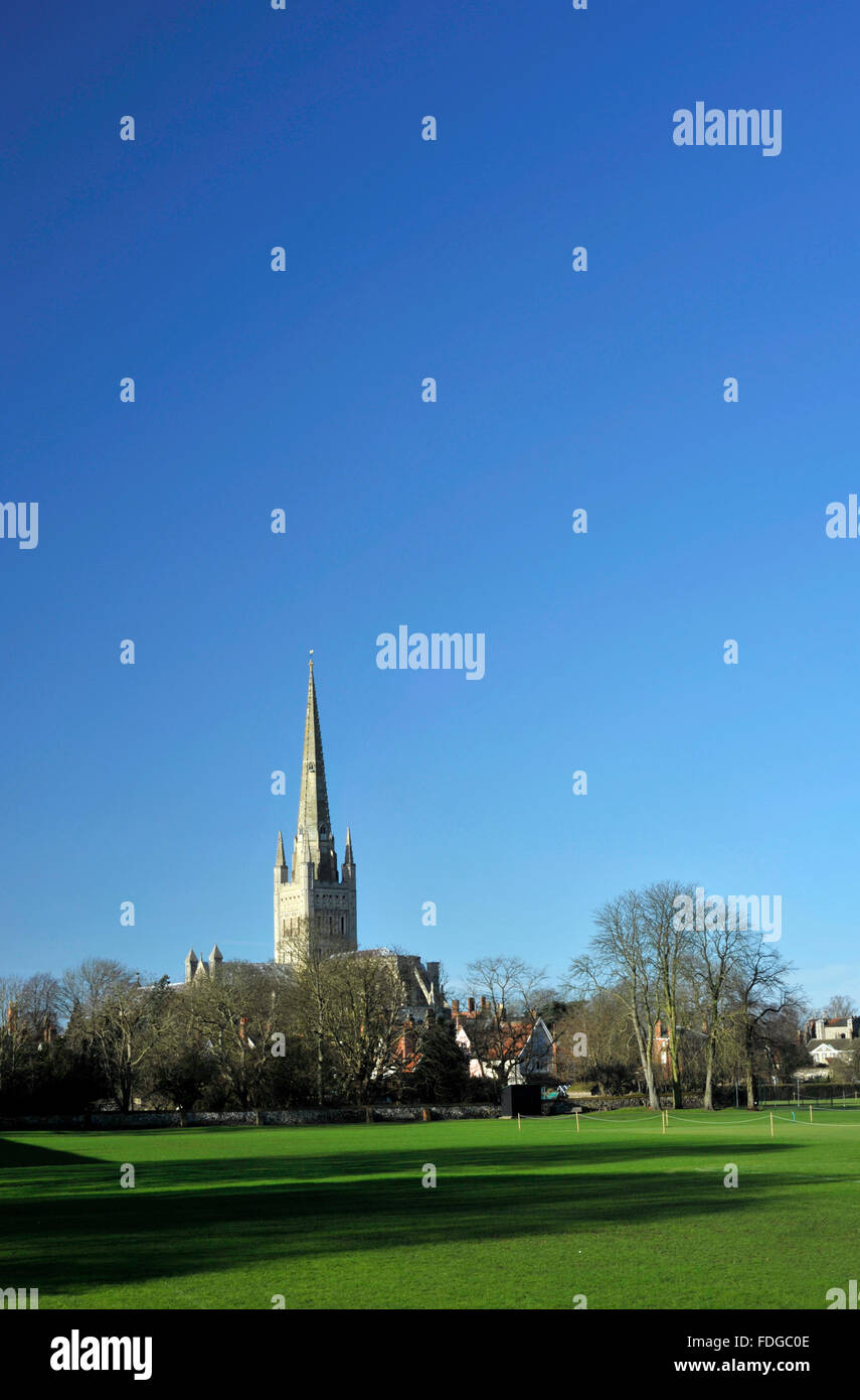Norwich cathedral on the city skyline, Norfolk, UK Stock Photo - Alamy