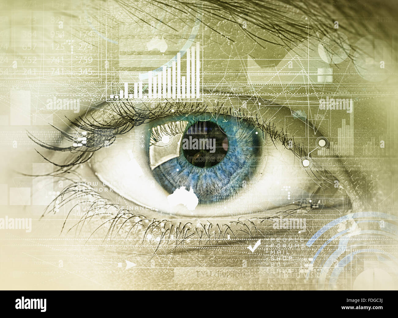 Close up of human eye on digital technology background Stock Photo - Alamy