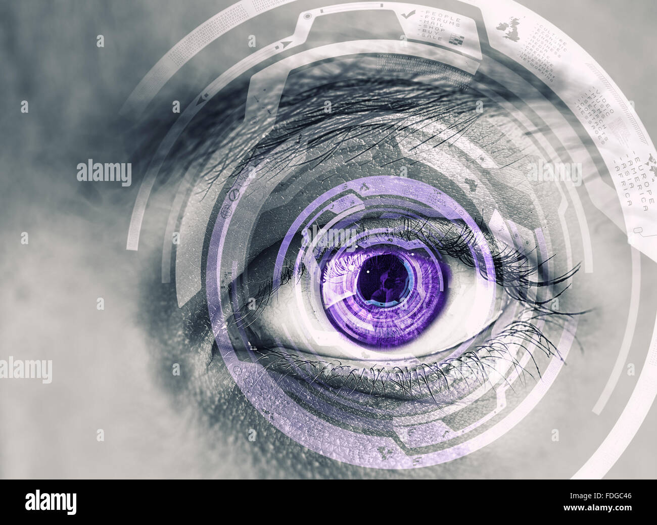 Close up of human eye on digital technology background Stock Photo - Alamy