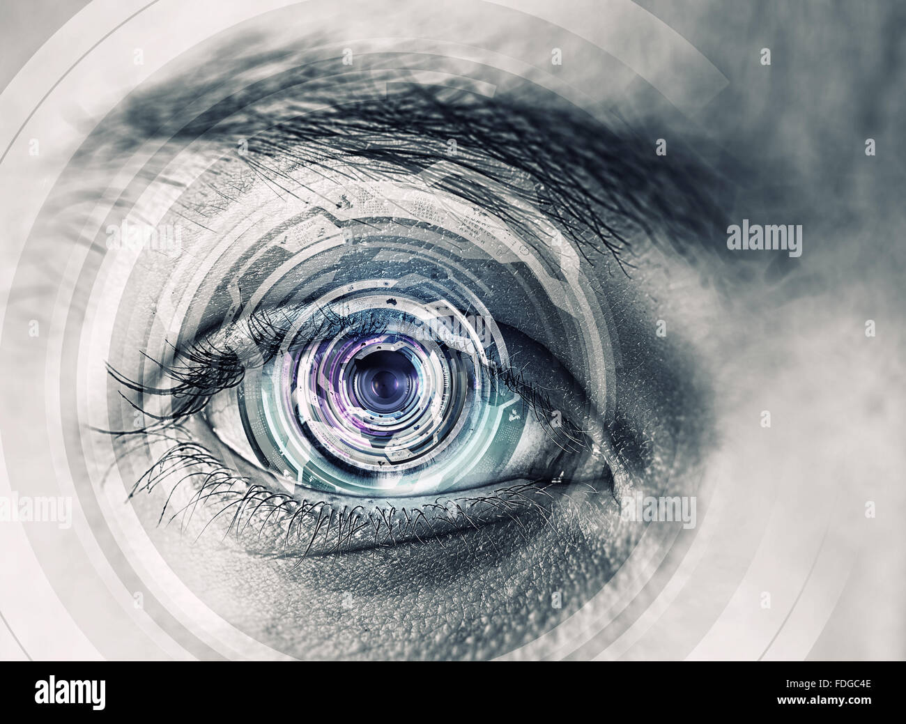 Close up of human eye on digital technology background Stock Photo - Alamy