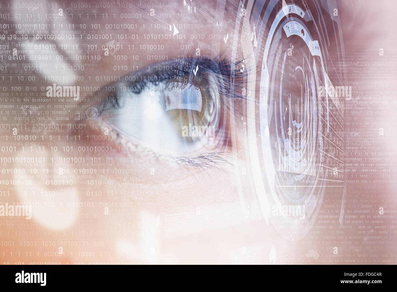 Close up of human eye on digital technology background Stock Photo - Alamy
