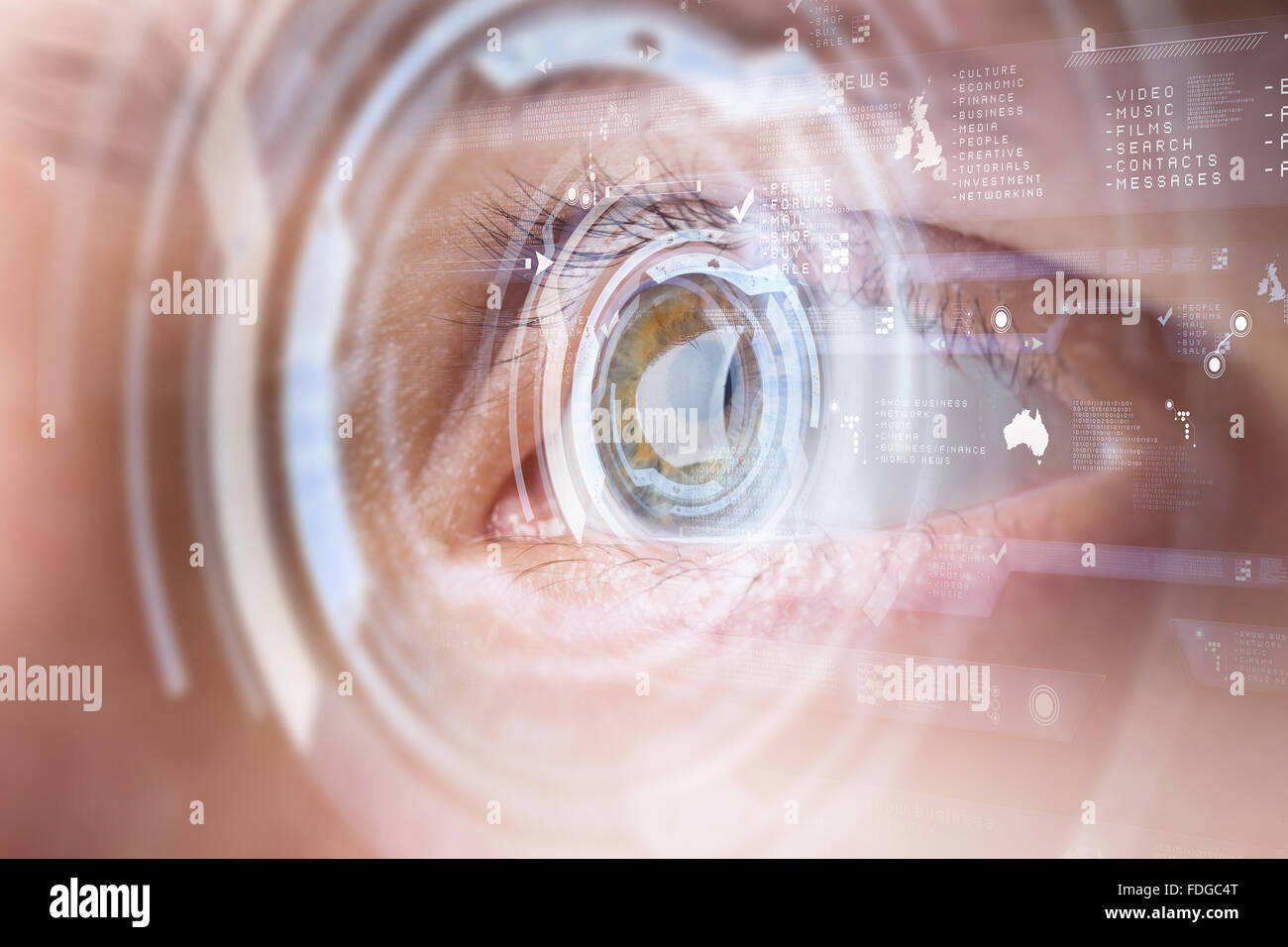 Close up of human eye on digital technology background Stock Photo - Alamy