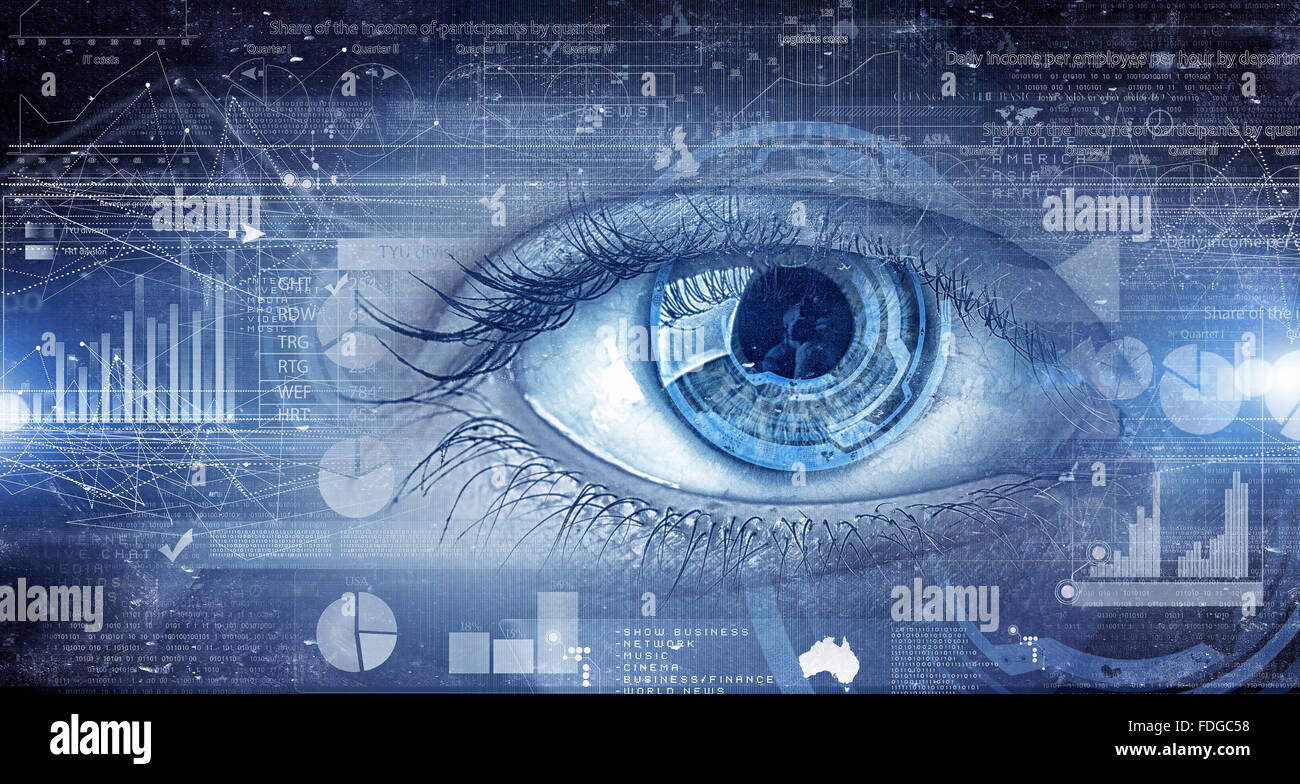 Close up of human eye on digital technology background Stock Photo - Alamy