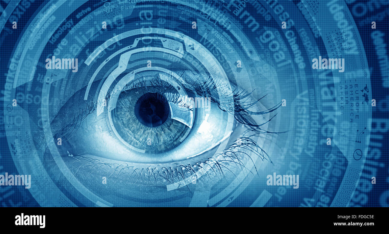 Close up of human eye on digital technology background Stock Photo - Alamy