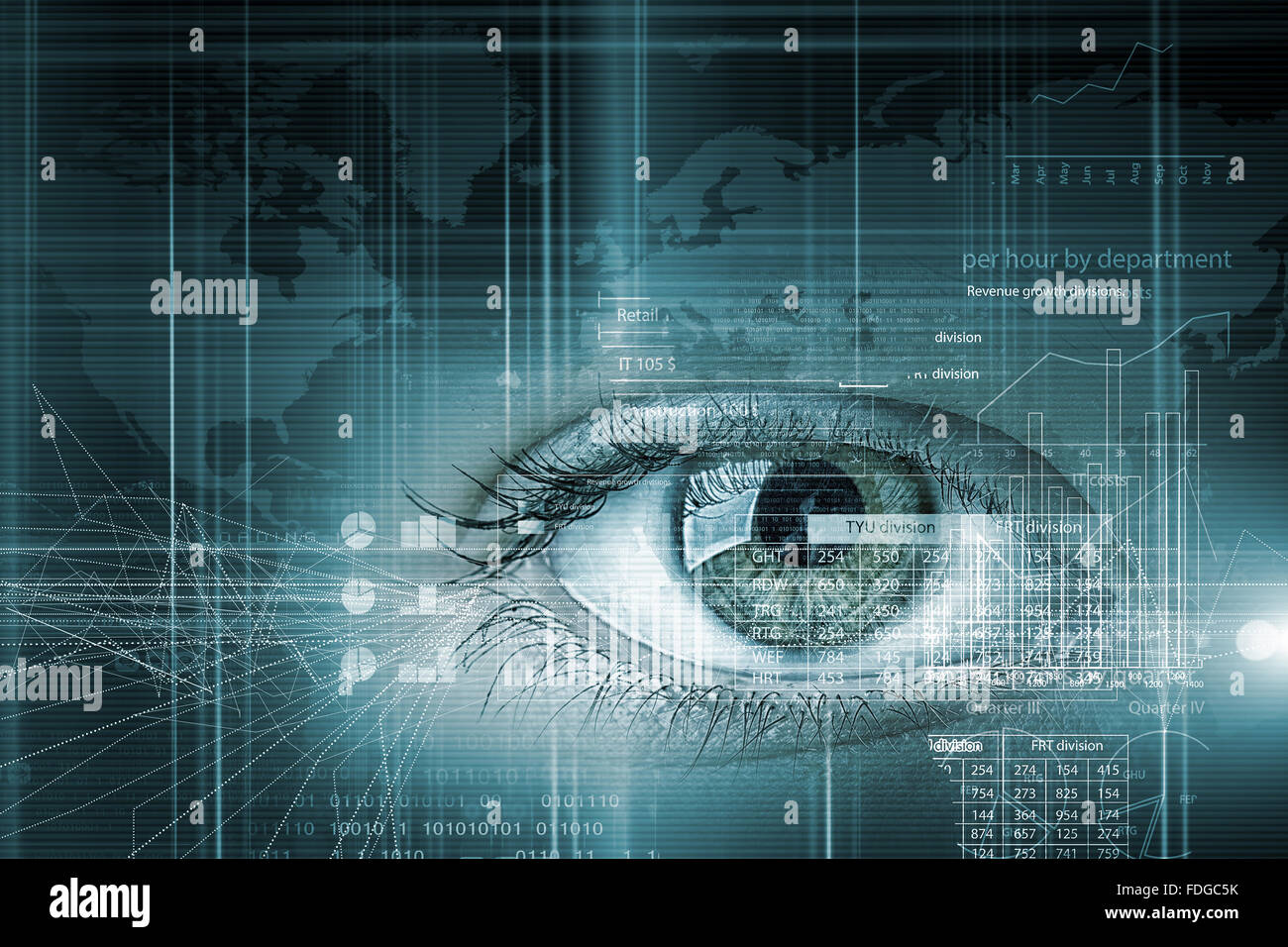 Close up of human eye on digital technology background Stock Photo - Alamy