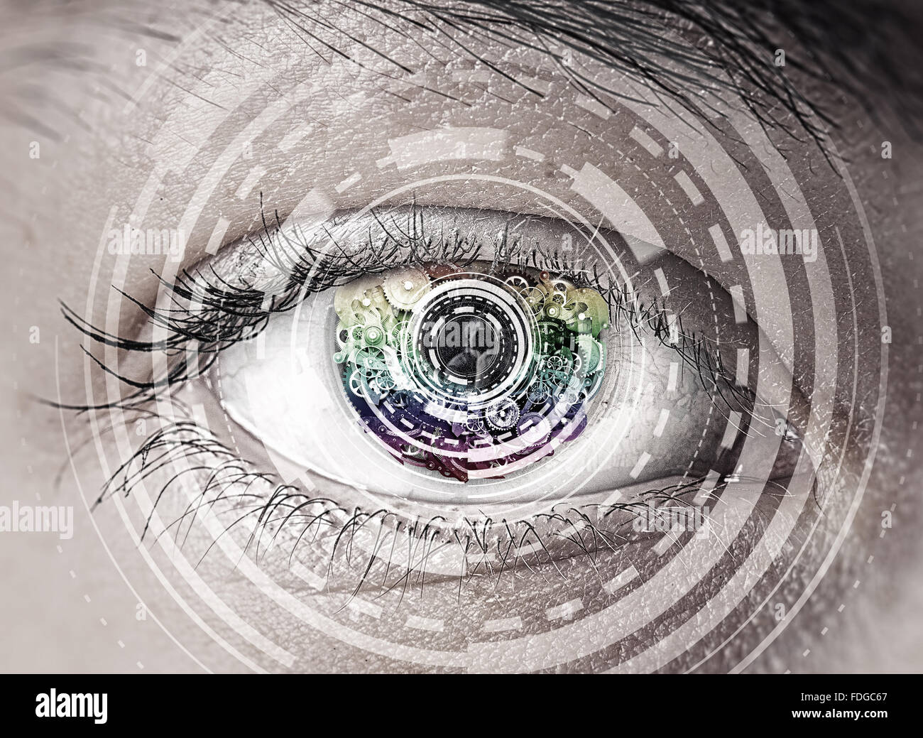 Close up of human eye on digital technology background Stock Photo - Alamy