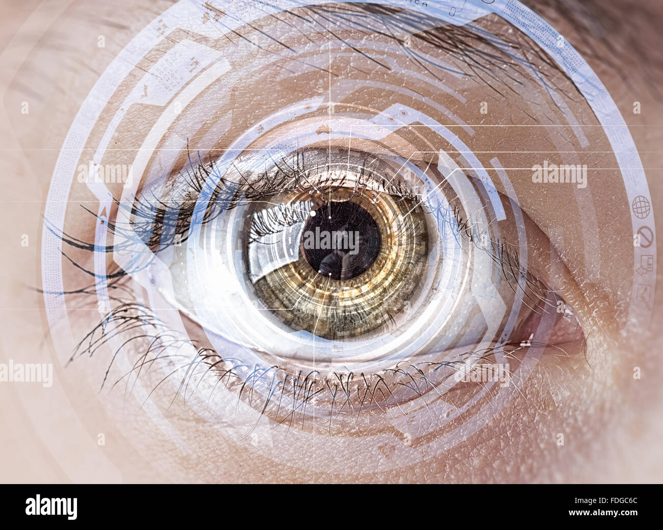 Close up of human eye on digital technology background Stock Photo - Alamy